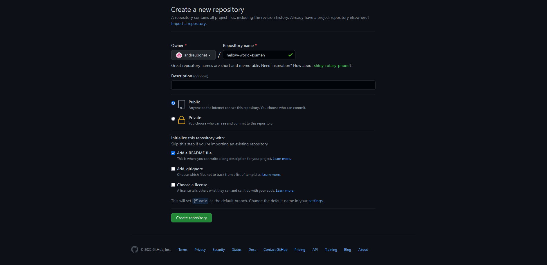 GitHub - andreubonet/hellow-world-examen