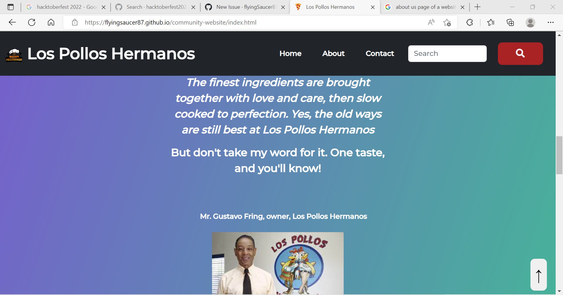 Improve the About Us section with a new UI. · Issue #203 · flyingSaucer87/los-pollos-hermanos ...