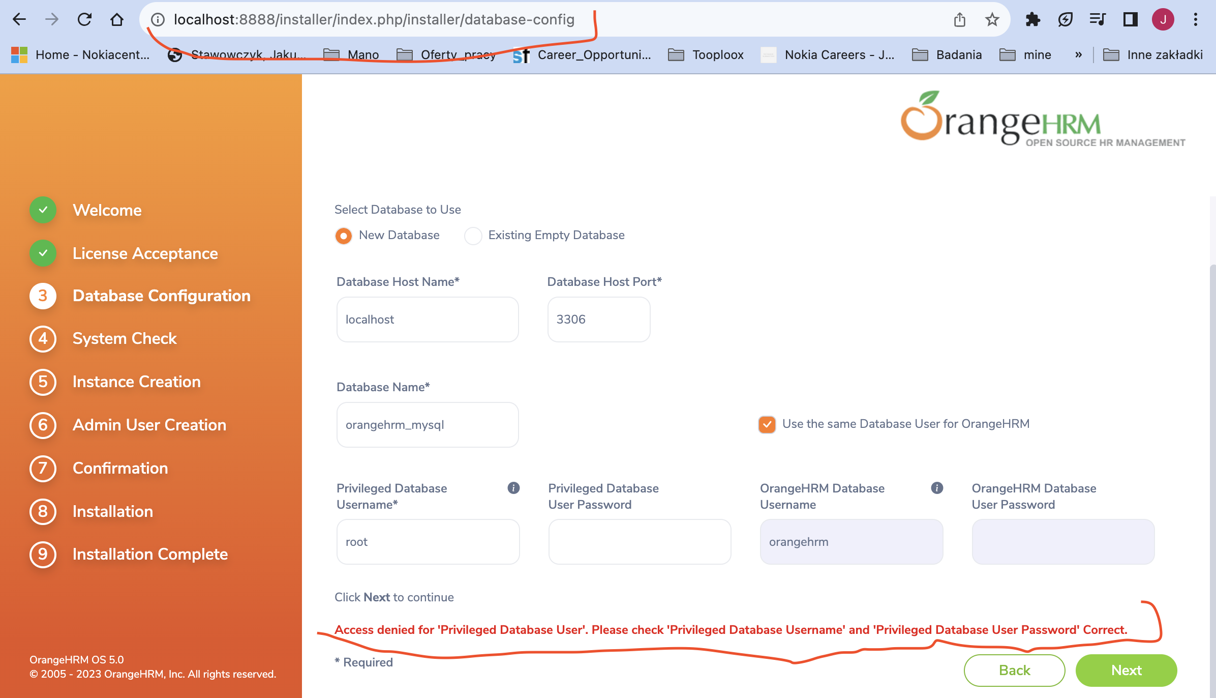 Problem with database configuration on max version of orangehrm is 5:0 · Issue #1742 · orangehrm ...