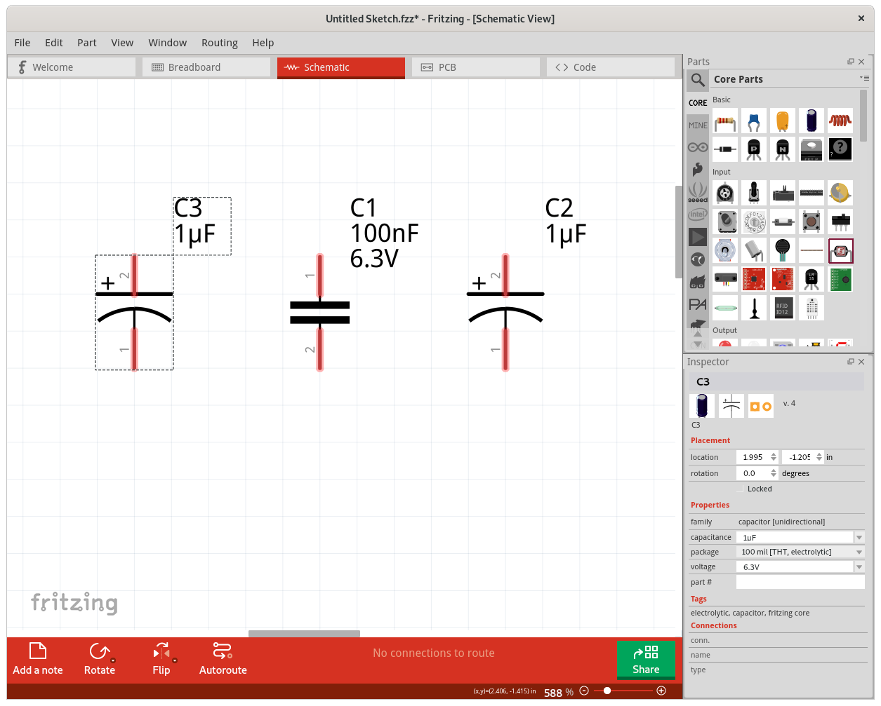 voltage value of capacitors not initially showing in the part label ...