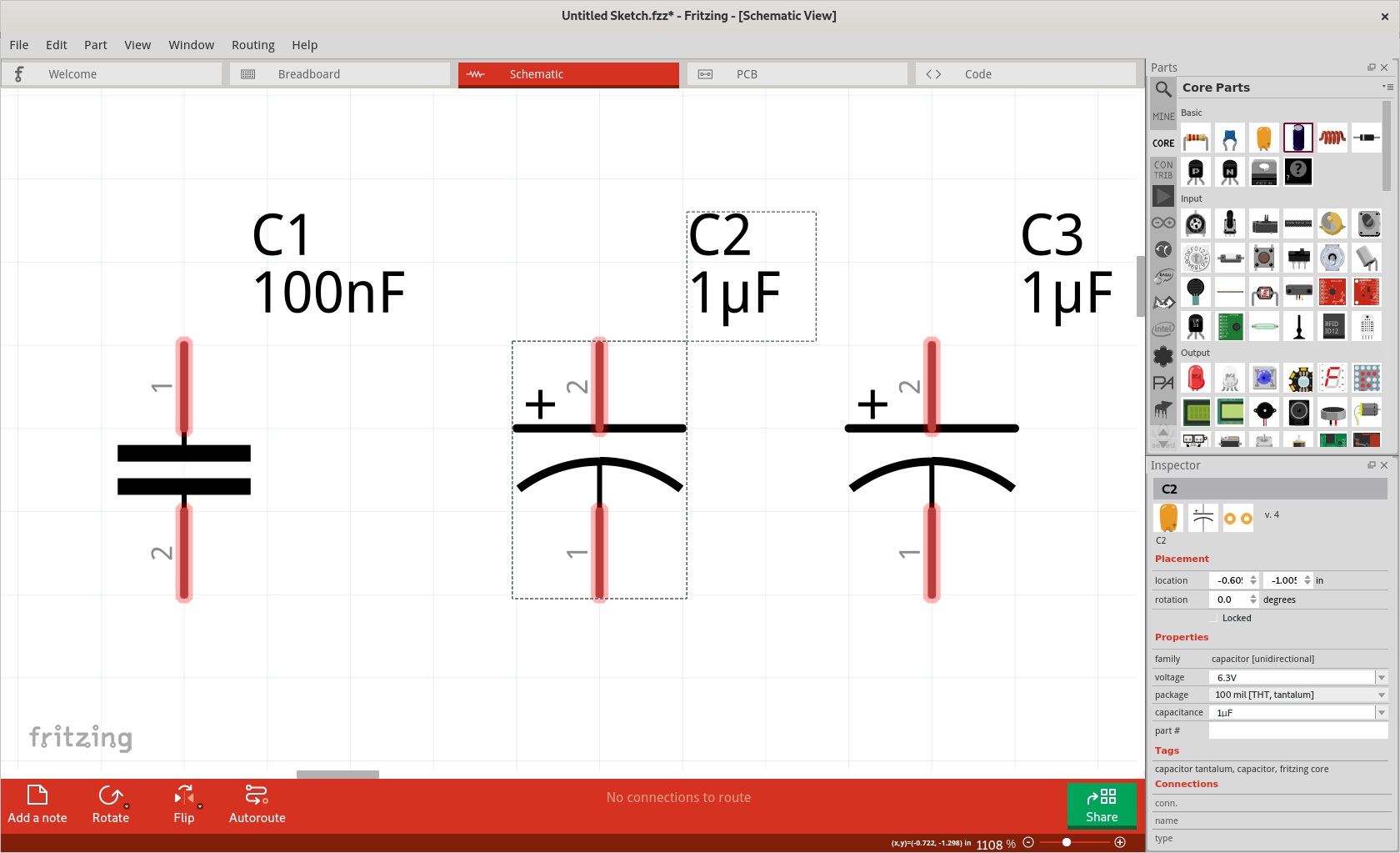 voltage value of capacitors not initially showing in the part label ...