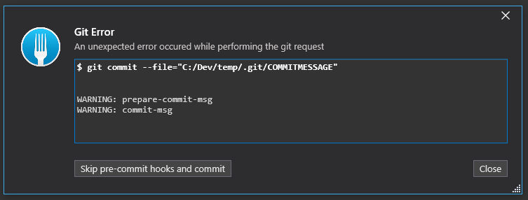 "Skip pre-commit hooks" button not appearing · Issue #771 · fork-dev/TrackerWin · GitHub