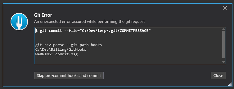 "Skip pre-commit hooks" button not appearing · Issue #771 · fork-dev/TrackerWin · GitHub