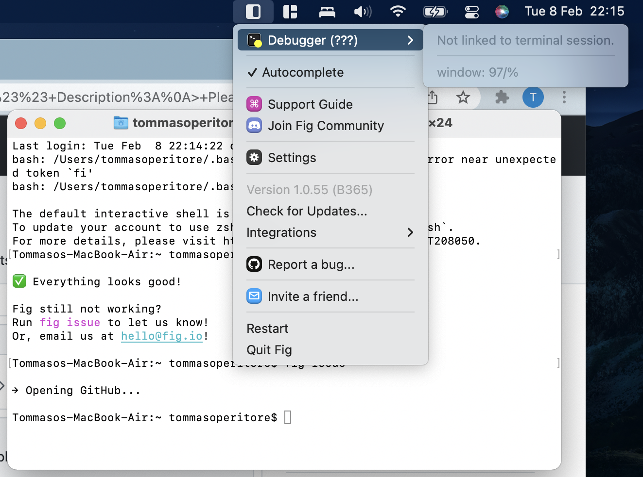 Not linked to terminal session · Issue #914 · withfig/fig · GitHub