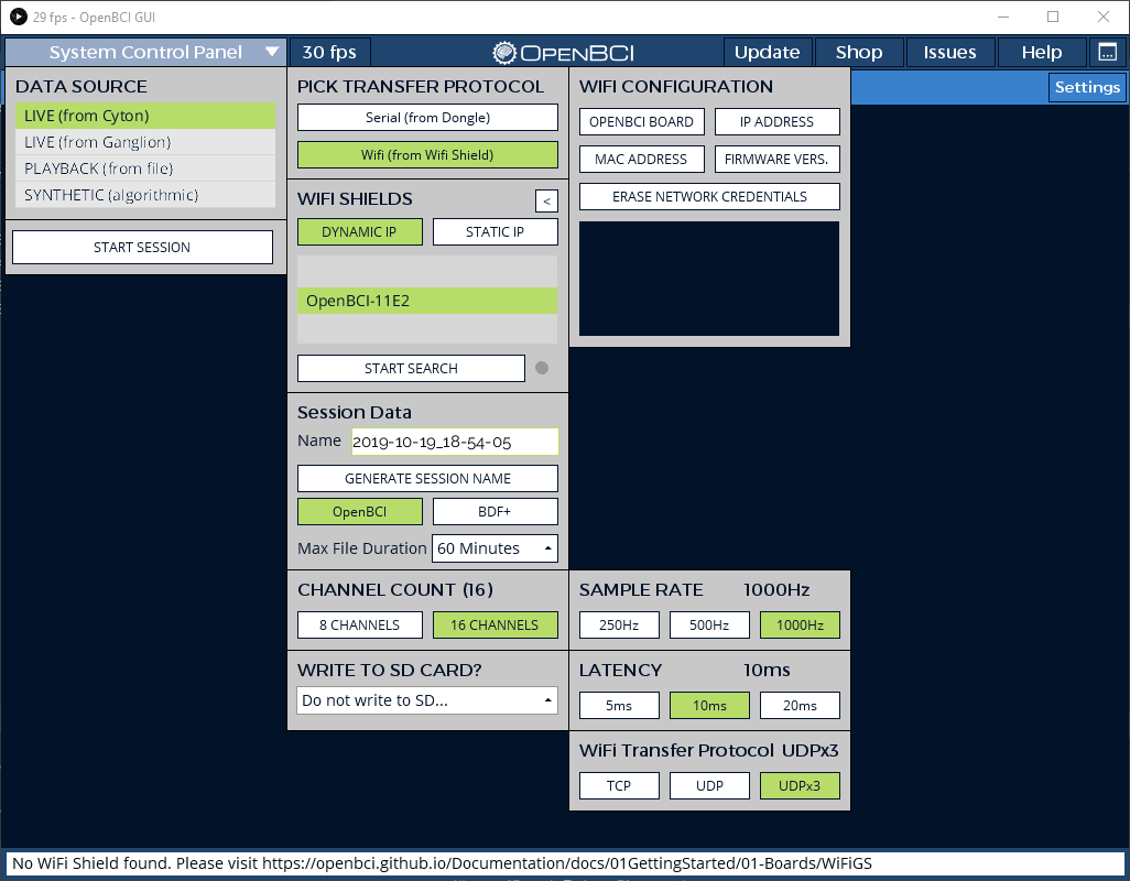 Null Pointer on "Start Session" [WiFi] · Issue #622 · OpenBCI/OpenBCI_GUI · GitHub