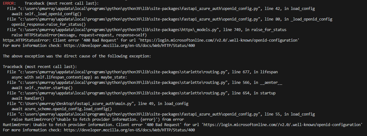 Calling Your Apis From Python Not Working · Issue 156 · Intilityfastapi Azure Auth · Github