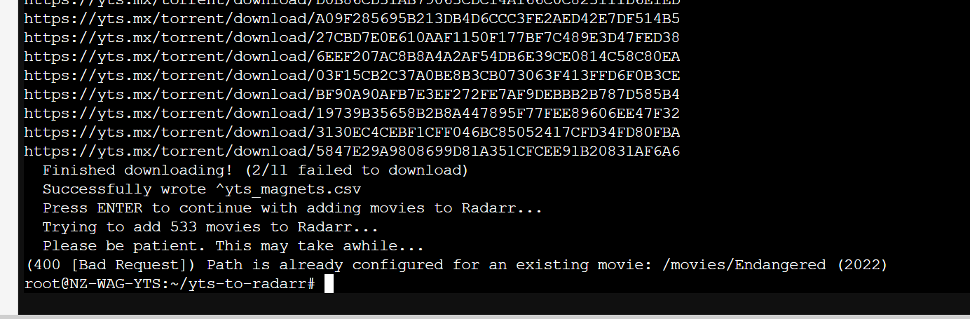 Issue if the Movie exisits · Issue #3 · dalkain/yts-to-radarr · GitHub