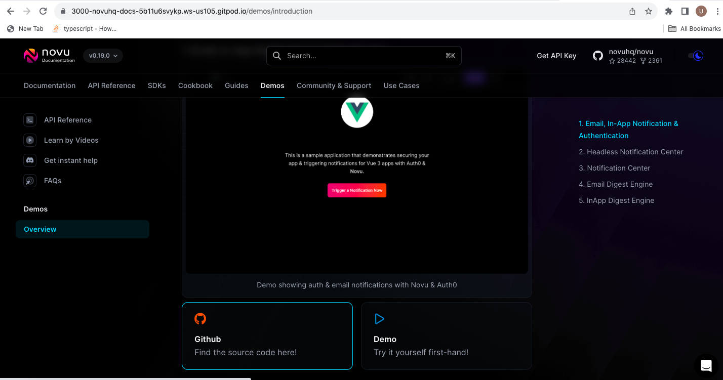Improve the UX of Demo page · Issue #146 · novuhq/docs · GitHub
