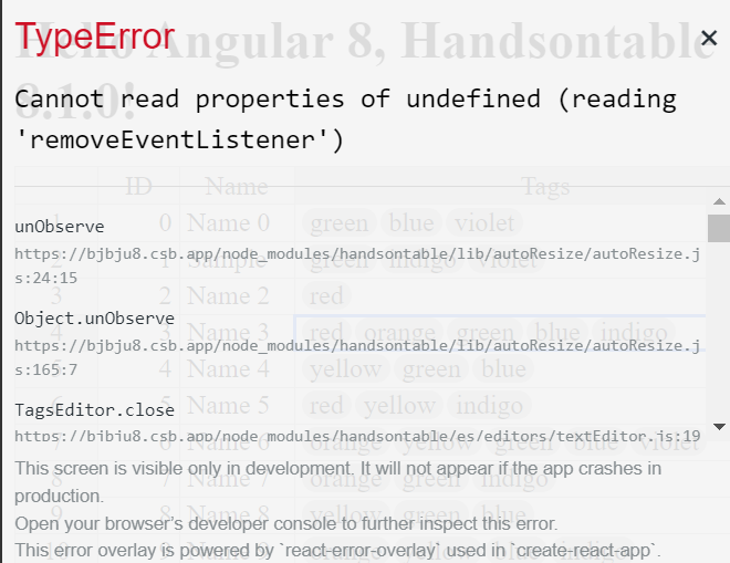 Cannot Read Property Removeeventlistener Of Undefined Handsontable