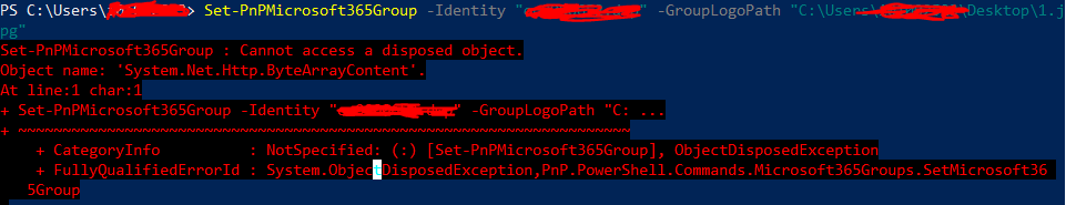 [BUG] Set-PnPMicrosoft365Group throws 'Cannot access a disposed object' · Issue #1167 · pnp ...