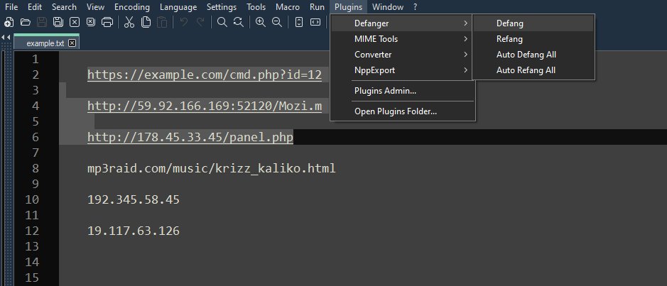 GitHub - 0x4427/Defanger: Defanger is a Notepad++ plugin that defangs/refangs malicious IOCs.