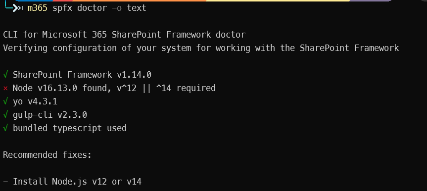 Extend spfx doctor to support JSON output · Issue #4212 · pnp/cli-microsoft365 · GitHub