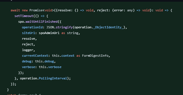 Refactor codebase to async/await - `spo.waitUntilCopyJobFinished` and `spo.waitUntilFinished ...