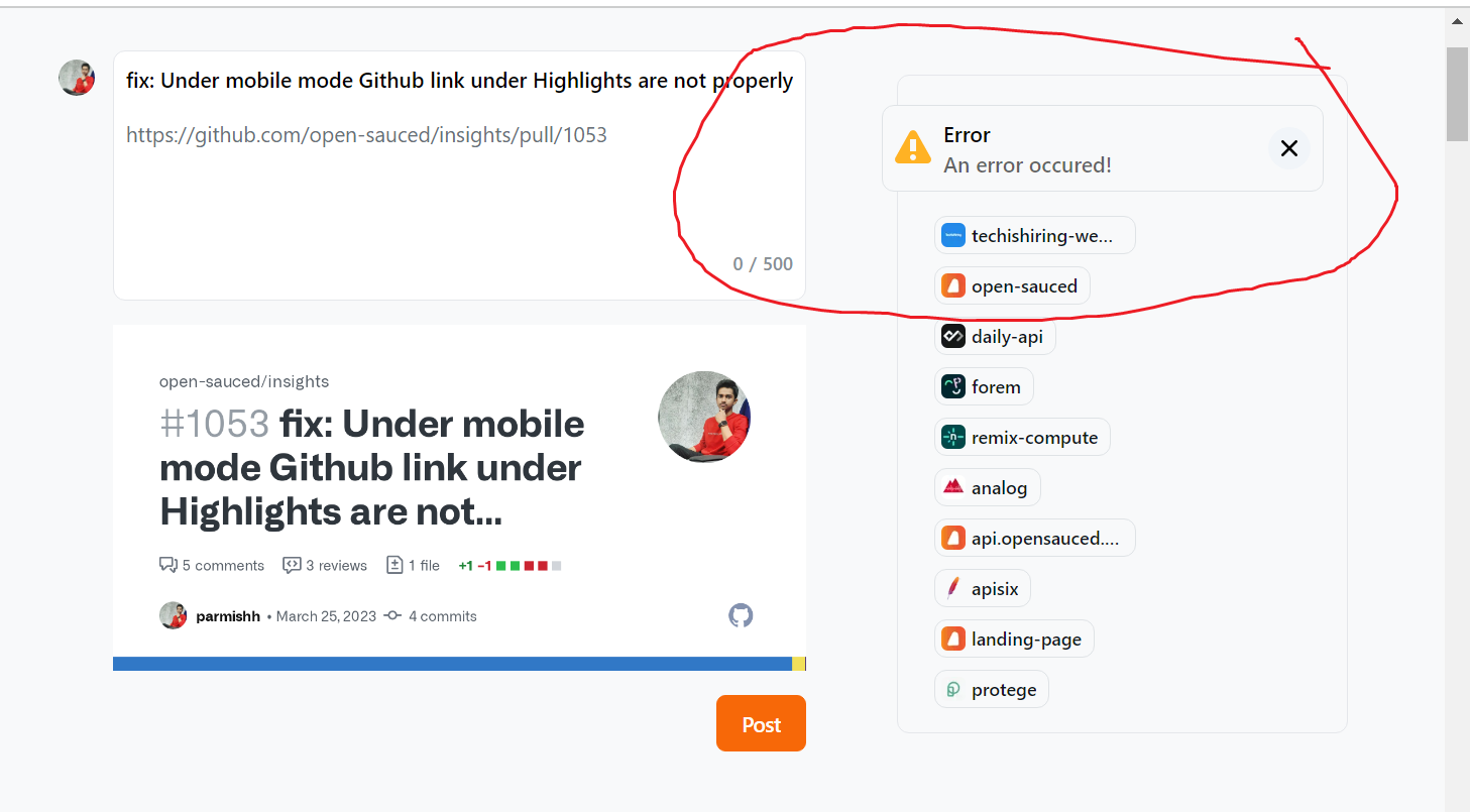 bug: Input errors are not displayed when entering a highlight · Issue #1055 · open-sauced/app ...