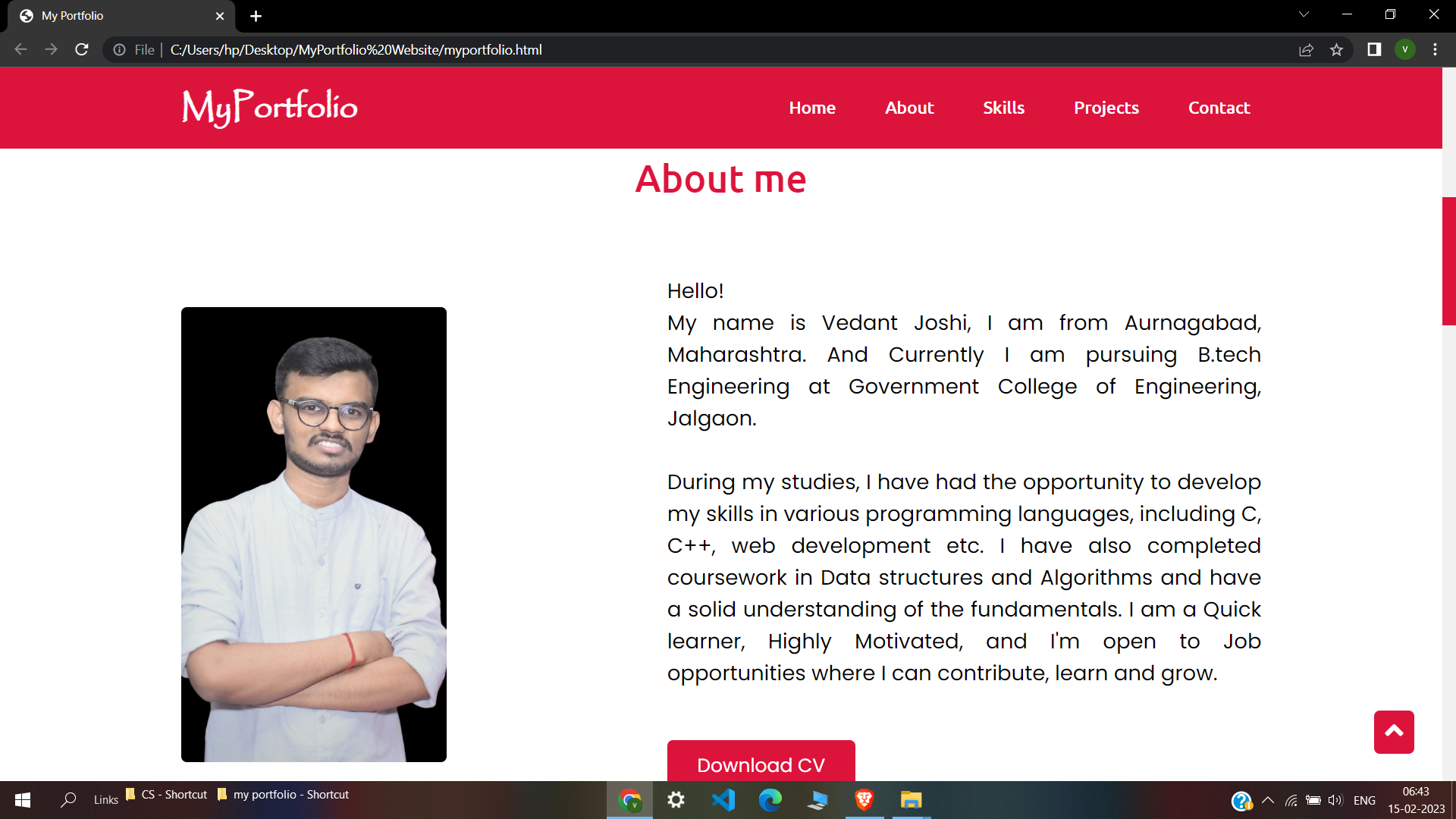 GitHub - Vedantjoshi123/My-portfolio: Welcome to my portfolio website! As a web developer and ...