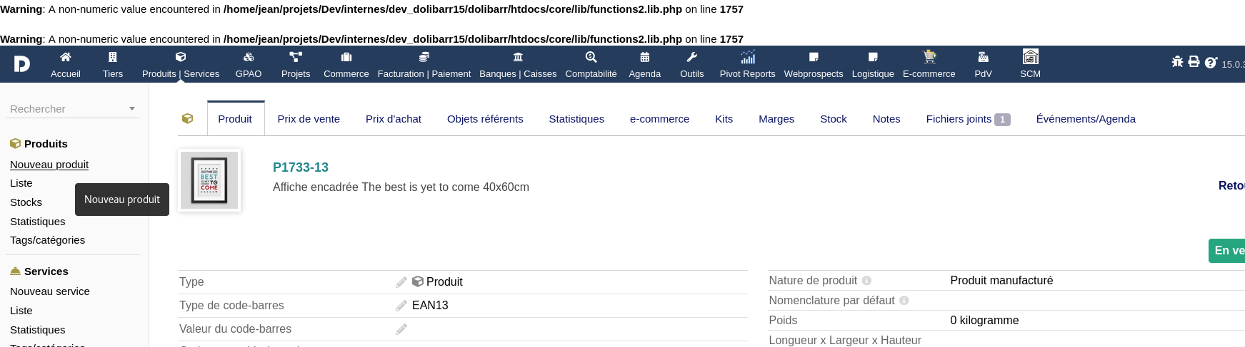 PHP warning when product weight is empty or 0 · Issue #22675 · Dolibarr/dolibarr · GitHub