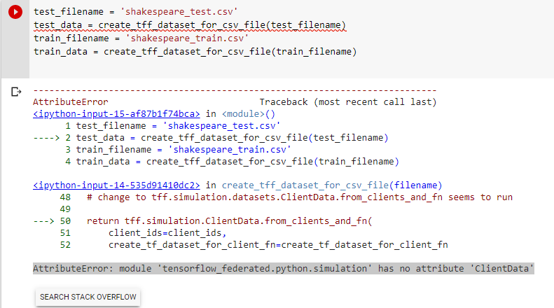 Running into some errors when running the TFF for Image Classification ...