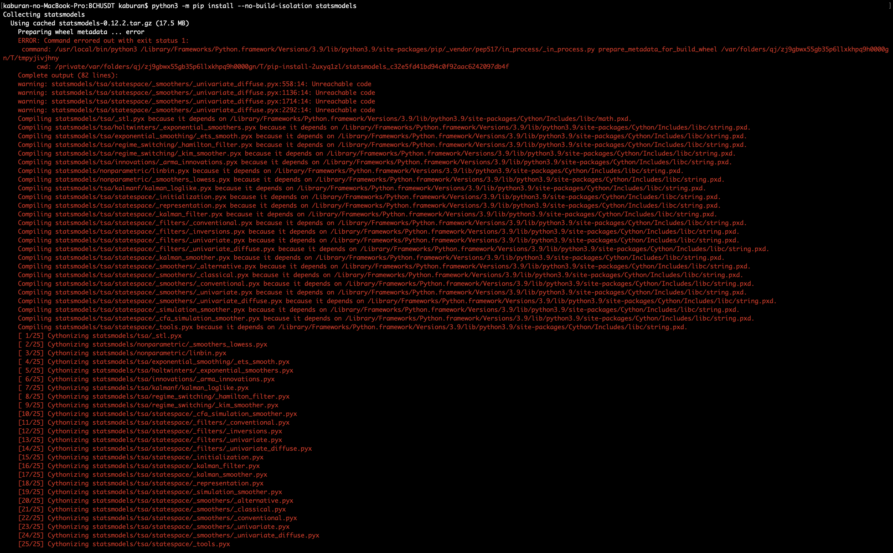 Unable to install statsmodels on Python 3.9 on OSX ( Mojave ) · Issue #7626 · statsmodels ...