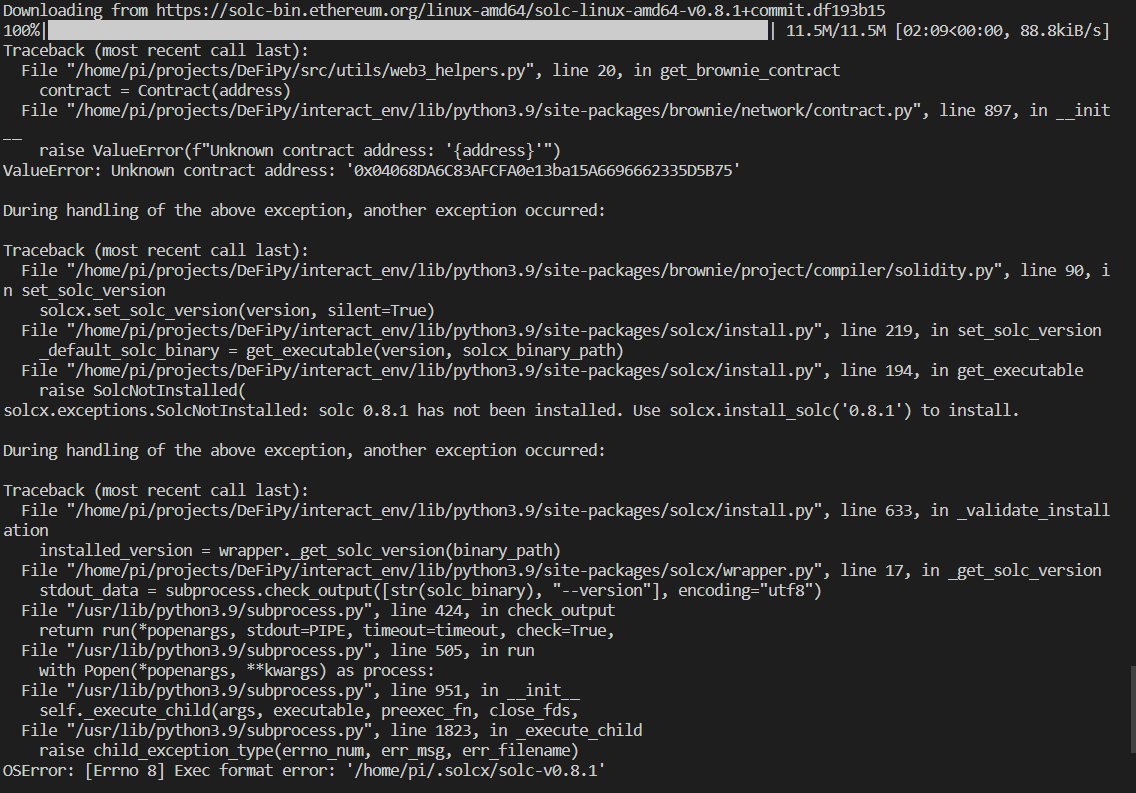 automatically downloaded solc binaries dont work · Issue #1637 · eth-brownie/brownie · GitHub