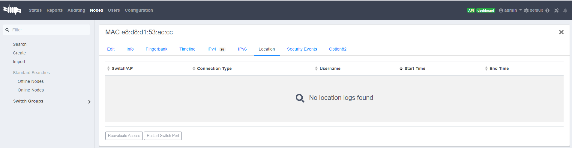 Switch location along with connected interface information can not able ...