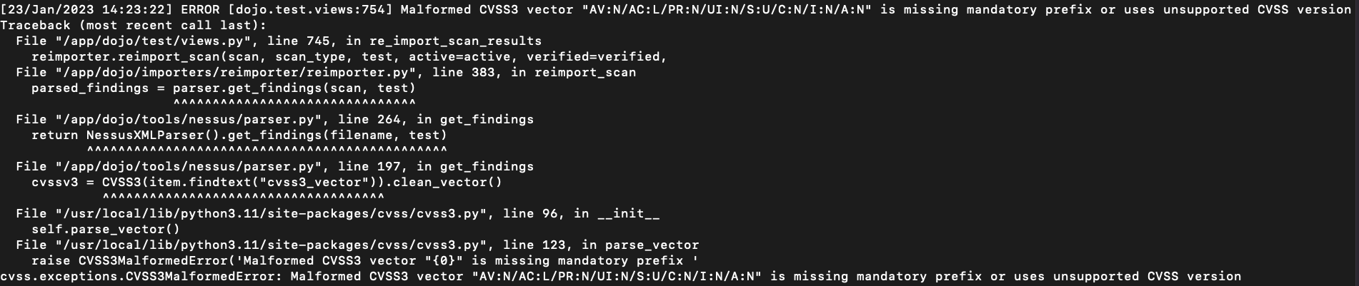 Cvss Import Error While Importing Vulnerabilities From Nessus · Issue 7477 · Defectdojo Django