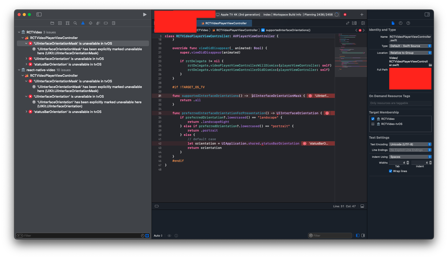 'UIInterfaceOrientationMask' is unavailable in tvOS · Issue #3069 · TheWidlarzGroup/react-native ...