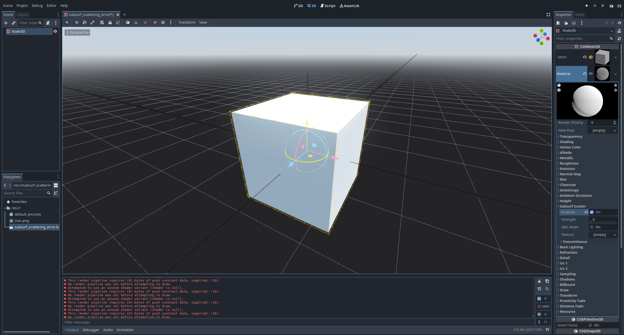 Vulkan: Enabling subsurface scattering on BaseMaterial3D spams error in ...