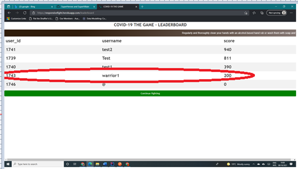 : The application allows an already used warrior name to be used again. A new user_id is also ...