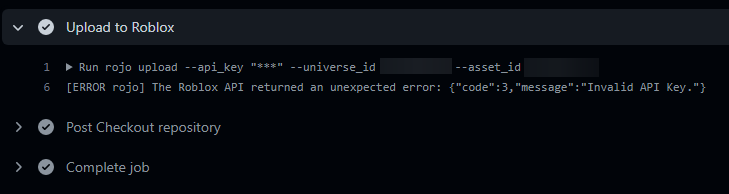 `rojo upload` API errors give a 0 exit code · Issue #575 · rojo-rbx/rojo · GitHub