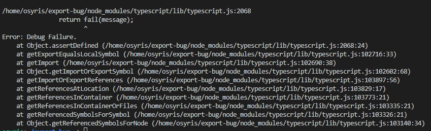 .findReferences() crash with allowSyntheticDefaultImports ...