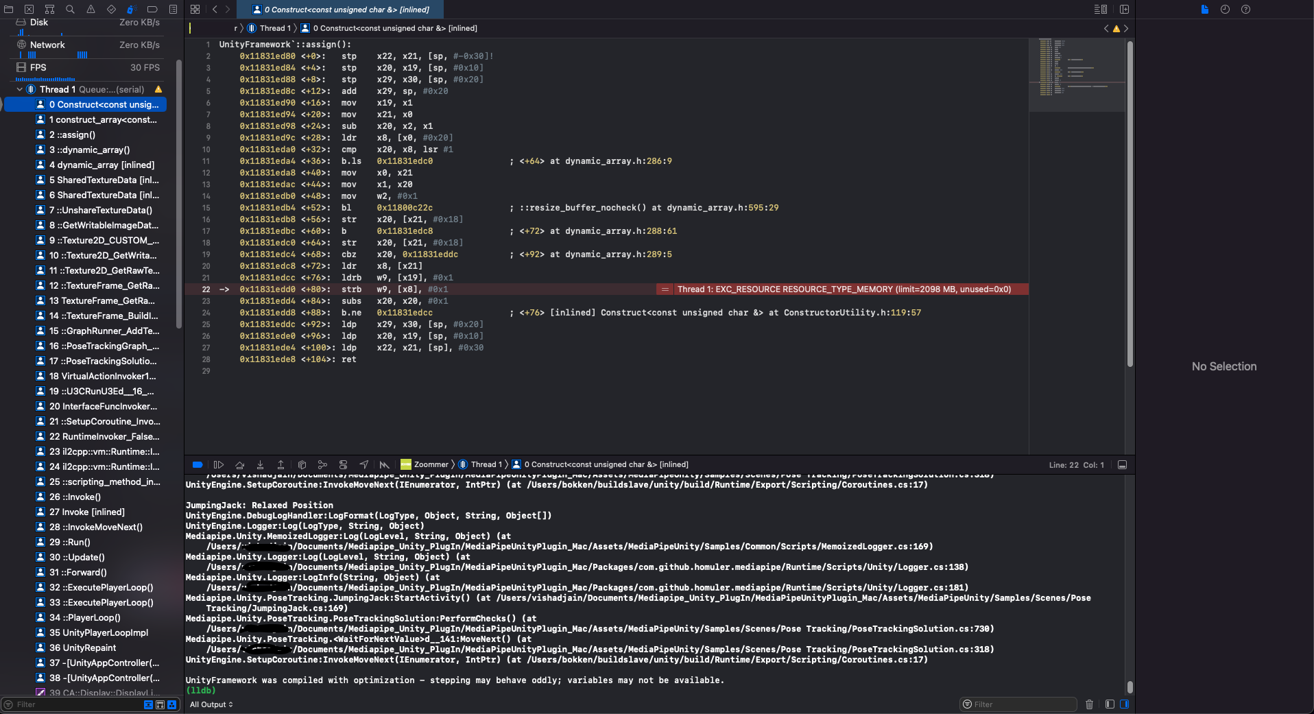 iOS app crashes due to low memory · Issue #558 · homuler/MediaPipeUnityPlugin · GitHub