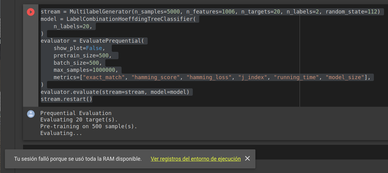 Ram issues when training Label Combination Hoeffding Tree [BUG] · Issue #273 · scikit-multiflow ...