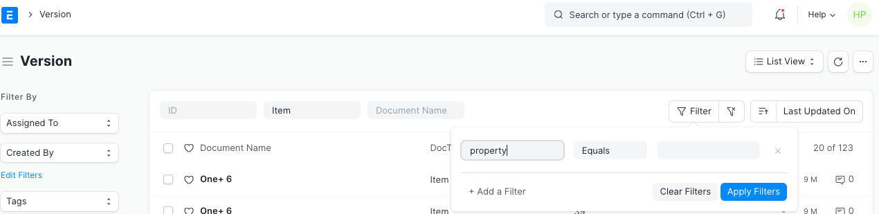 Provision to filter in Version list · Issue #37685 · frappe/erpnext ... Provision to filter in Version list · Issue #37685 · frappe/erpnext ...