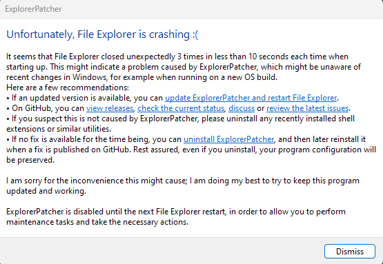 Reporting problems, feature requests, questions and support · valinet ExplorerPatcher ...