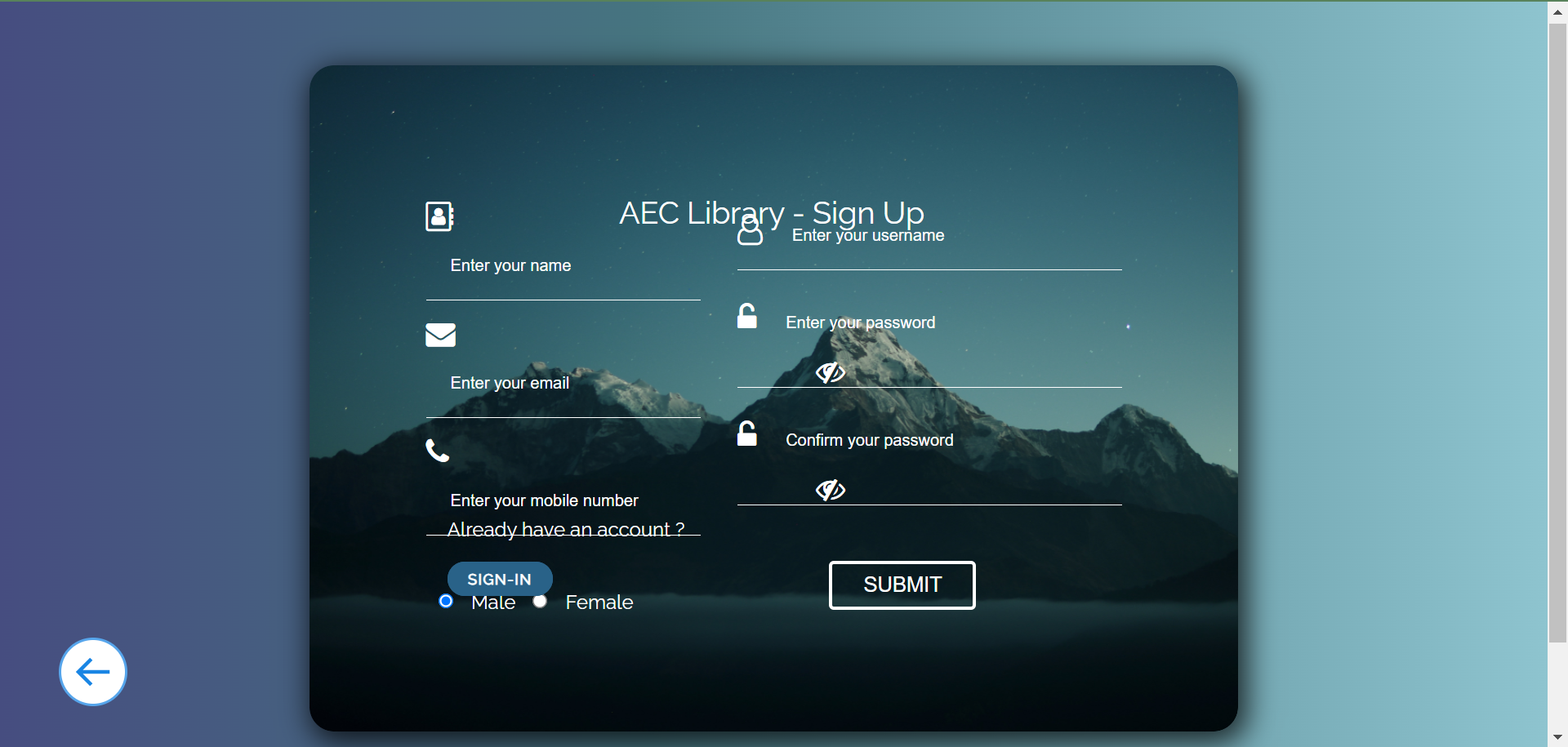 Bug Report: UI of signup page is distorted · Issue #821 · SauravMukherjee44/Aec-Library-Website ...