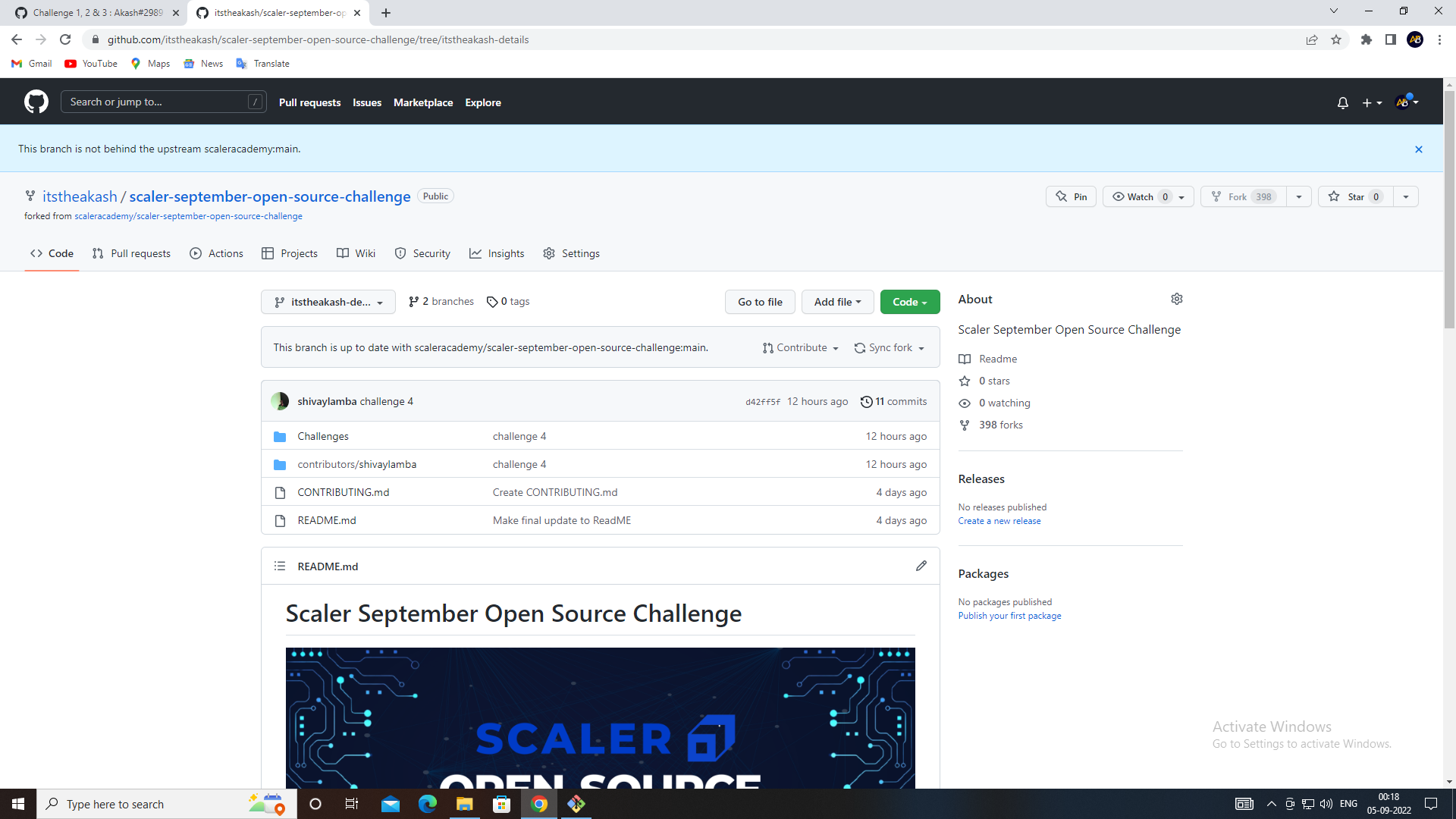 Challenge 1, 2, 3, 4, 5, 6, 7, 8 & 9 : Akash#2989 · Issue #120 · scaleracademy/scaler-september ...