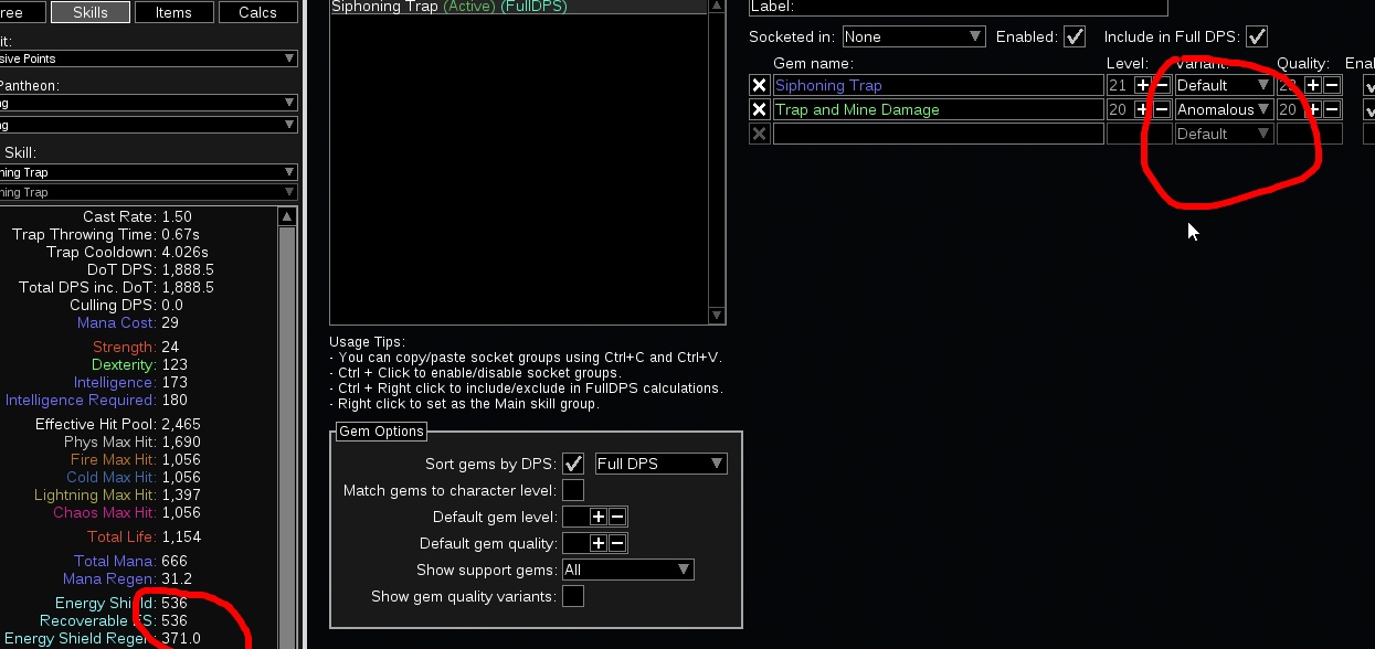 Phantasmal Siphoning Trap bug · Issue #4475 · PathOfBuildingCommunity/PathOfBuilding · GitHub