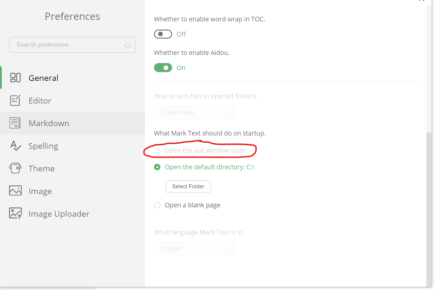 "Open the last window state" option greyed out · Issue #2068 · marktext/marktext · GitHub