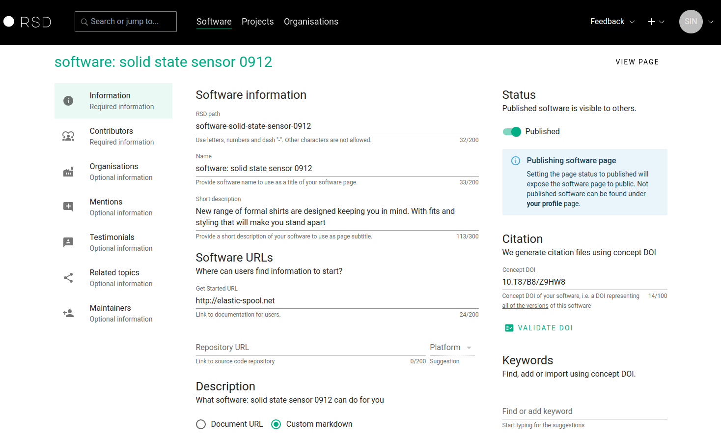 455: additional info about published status for software and projects by dmijatovic · Pull ...