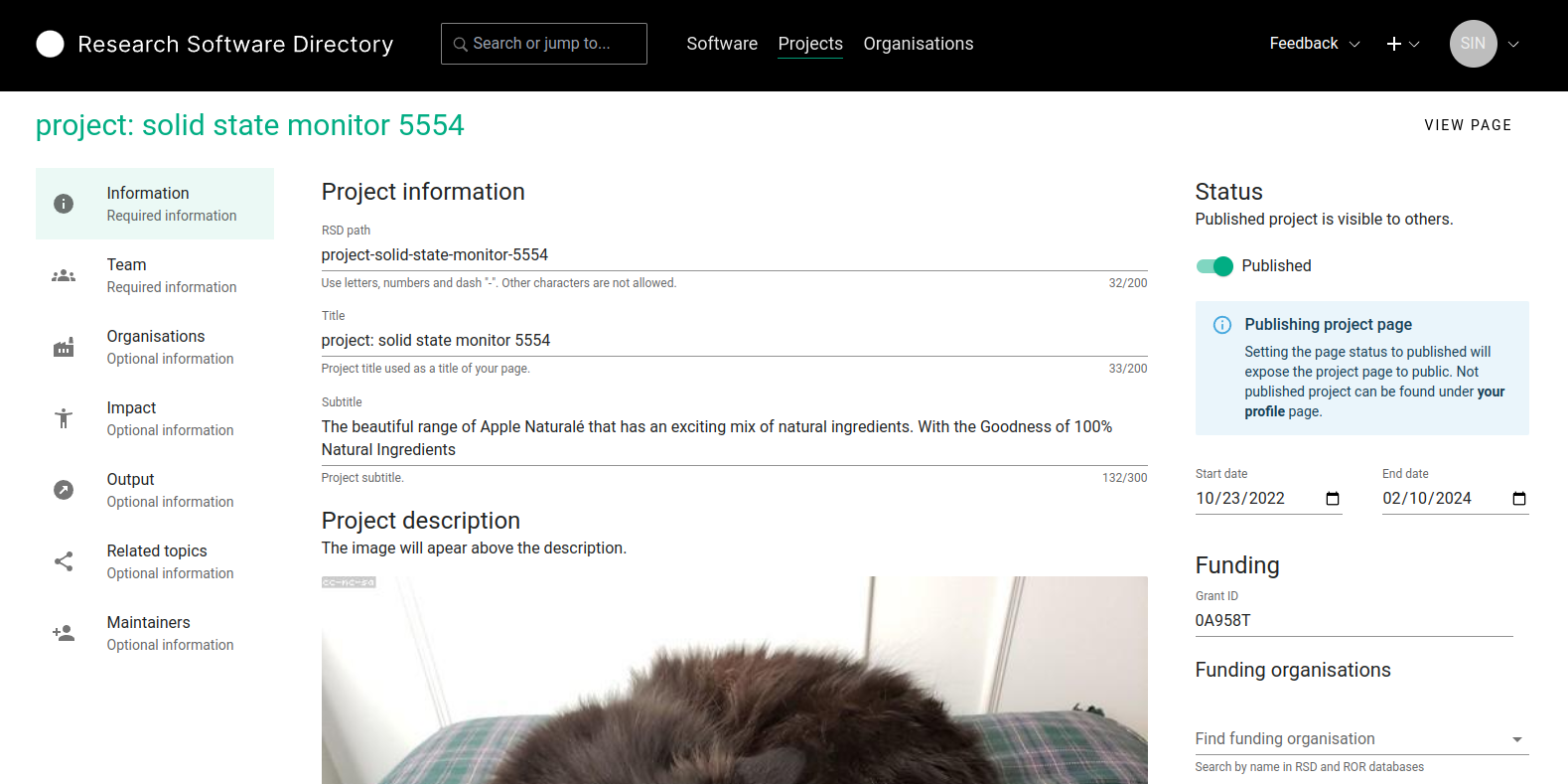 455: additional info about published status for software and projects by dmijatovic · Pull ...
