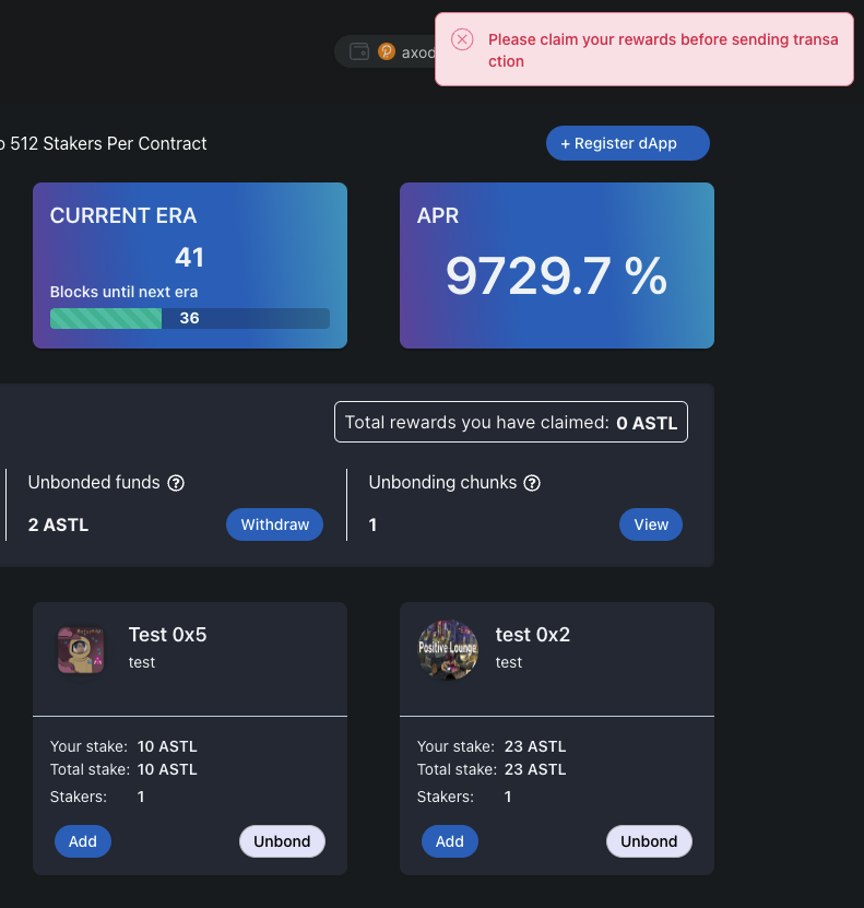 [Bug report] MaxEraStake values not considered when bonding · Issue #288 · AstarNetwork/astar ...