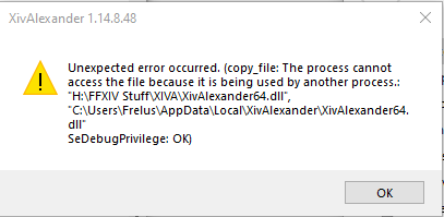 Error while reinstalling. · Issue #265 · Soreepeong/XivAlexander · GitHub