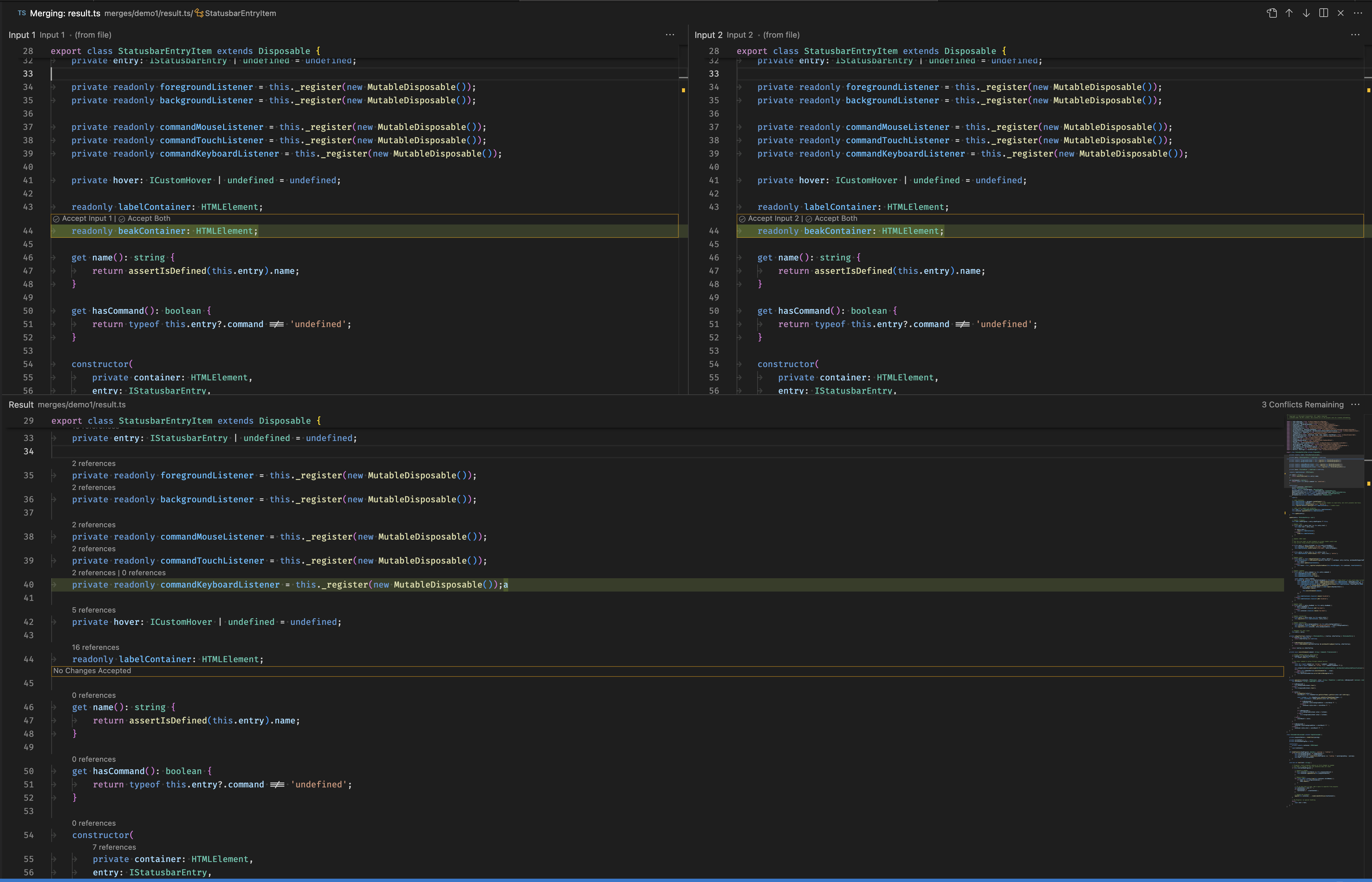 Merge UI: Start at first unhandled conflict · Issue #161967 · microsoft/vscode · GitHub