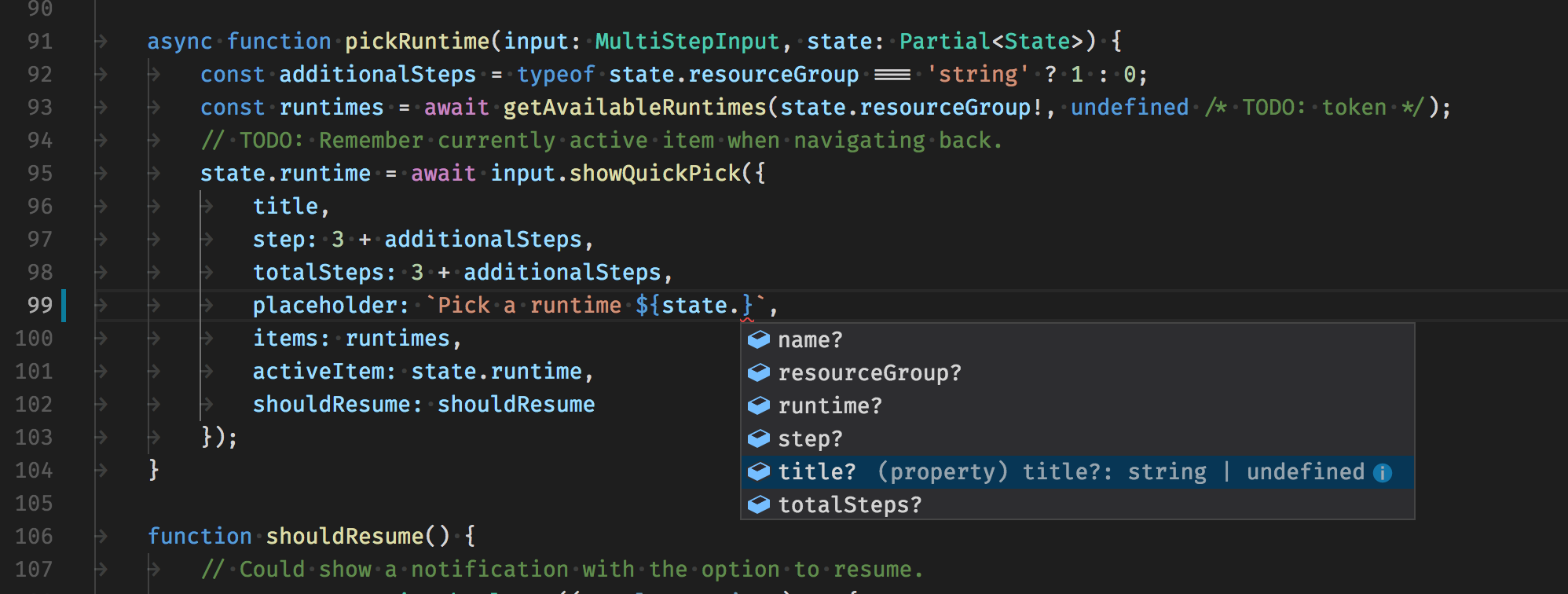 createQuickPick API: missing intellisense for property values · Issue #53041 · microsoft/vscode ...