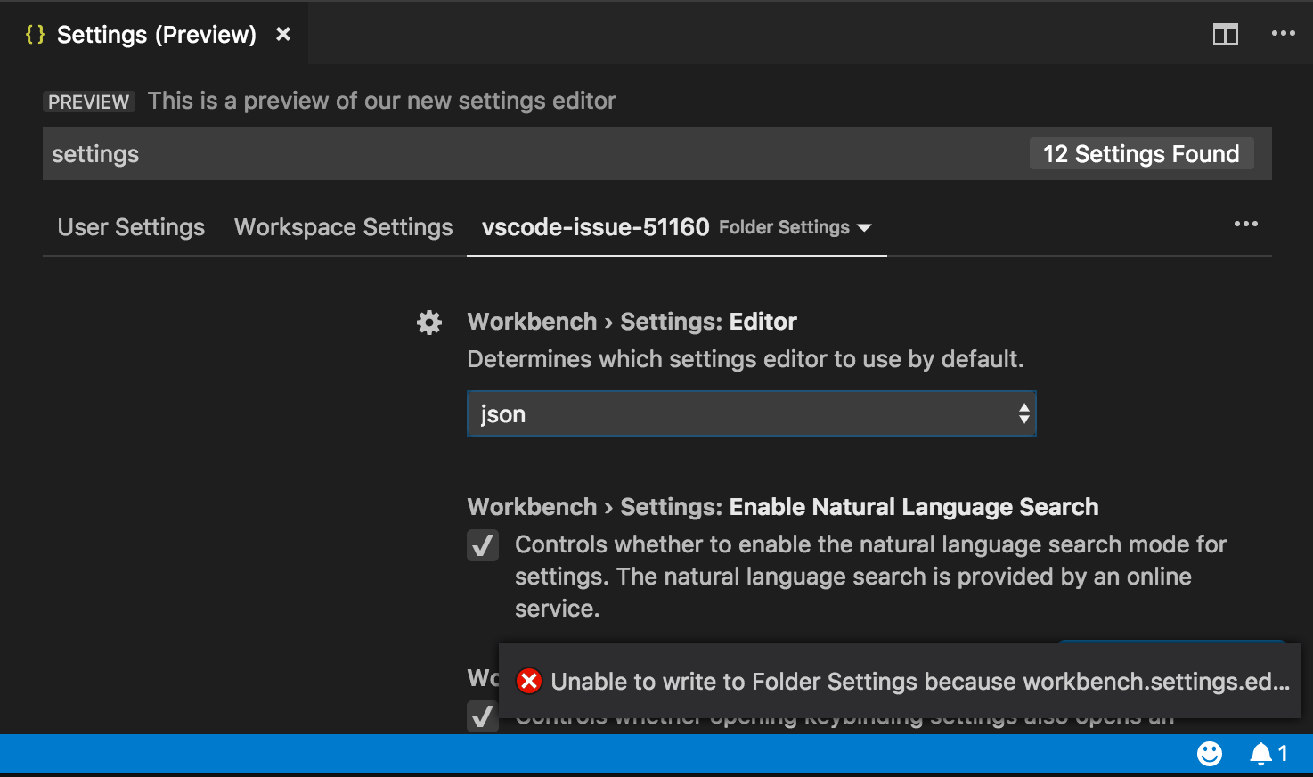 Folder settings show window-scoped settings · Issue #57383 · microsoft ...