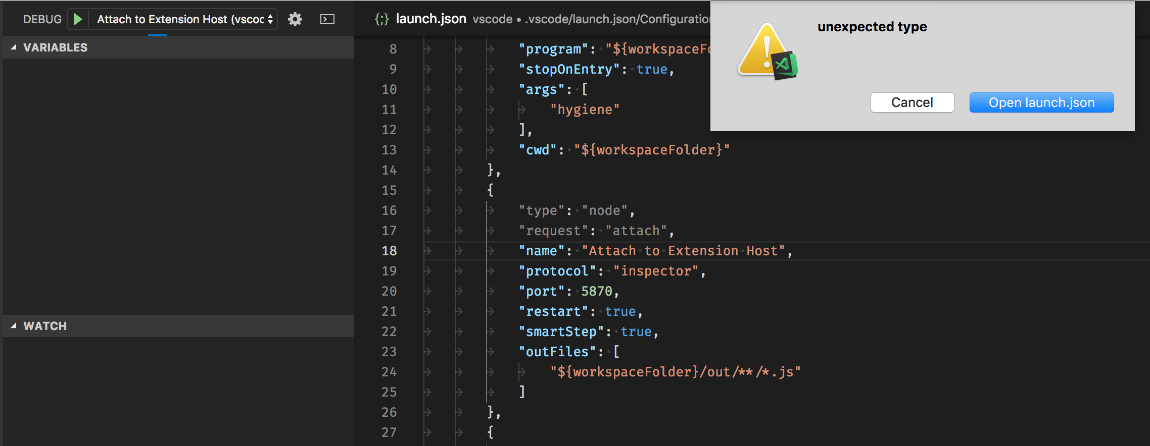 Debug: unexpected type · Issue #63028 · microsoft/vscode · GitHub