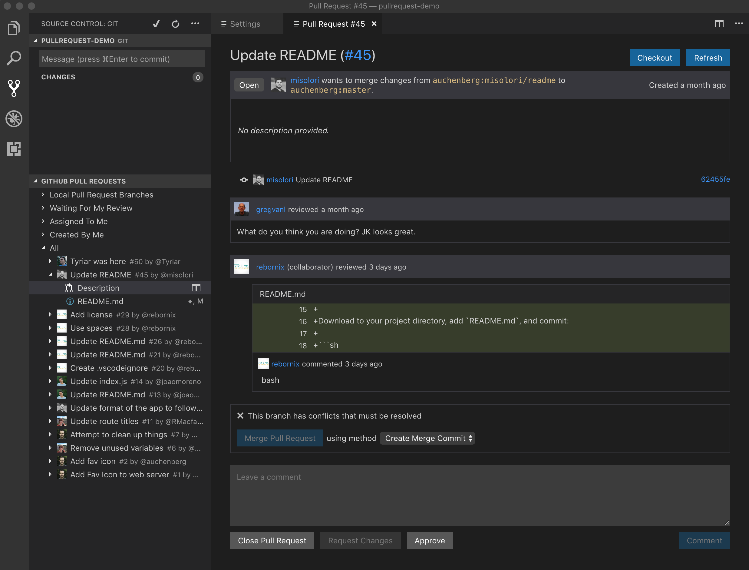 View On Scm Viewlet View Descriptor Pr Not Found · Issue 975 · Microsoftvscode Pull Request