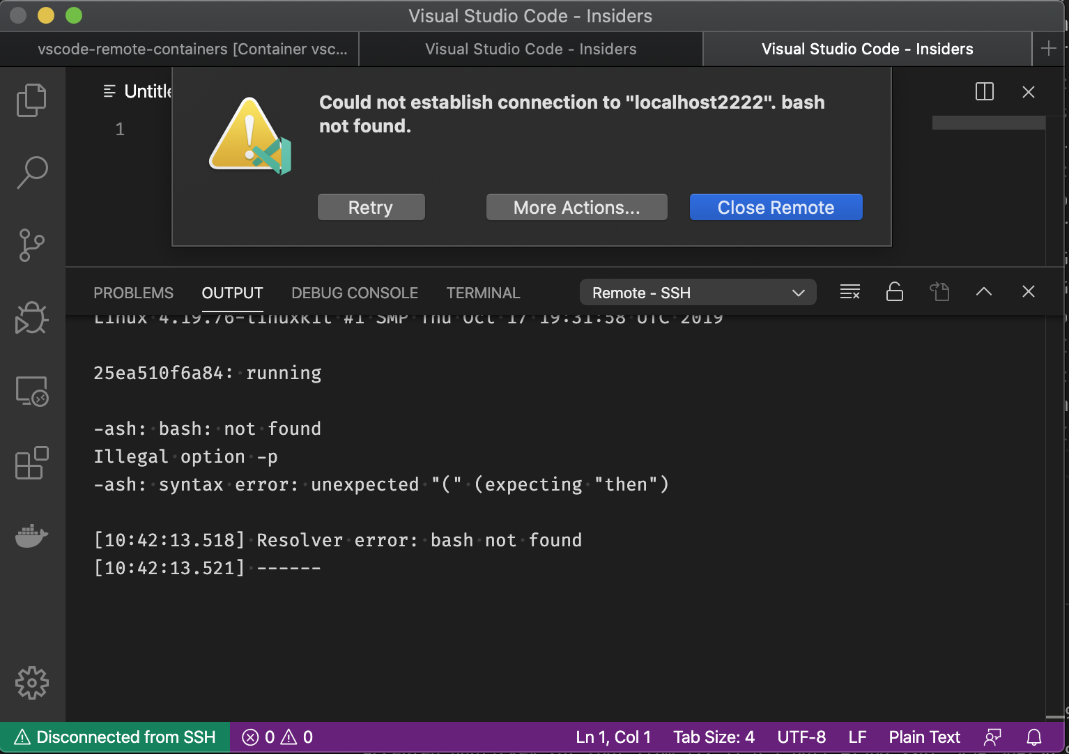 ssh: improve error message when bash is missing · Issue #1531 · microsoft/vscode-remote-release ...