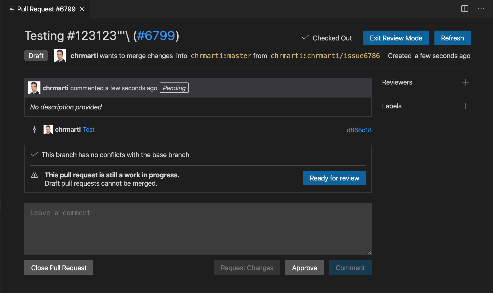 Draft PR opens PR in 'review' mode · Issue #1704 · microsoft/vscode-pull-request-github · GitHub