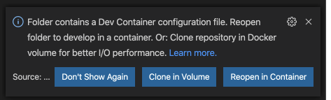 Reopen notification mentions folder contains dev container config, even ...